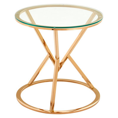 Interiors by Premier Unique Corseted Round Rose Gold End Table ...