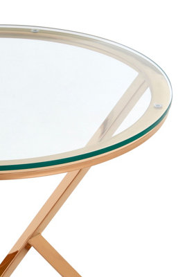 Interiors by Premier Unique Corseted Round Rose Gold End Table ...