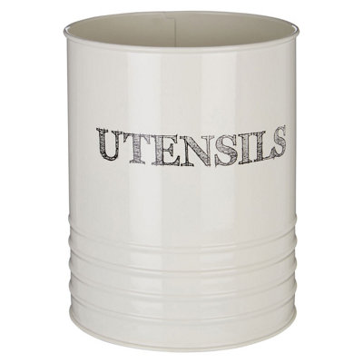 Interiors by Premier Utensil Canister, Ceramic Holder With Handwritten ...
