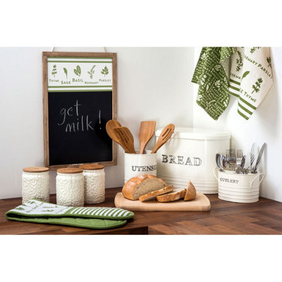 Interiors by Premier Utensil Canister, Ceramic Holder With Handwritten ...