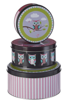 Interiors by Premier Whimsical Set Of Three Happy Owls Storage Tins ...