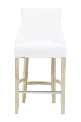 Interiors by Premier White Bar Stool with High Back, Velvet Seat ...