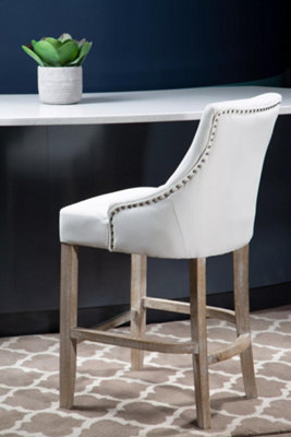 Interiors by Premier White Bar Stool with High Back, Velvet Seat ...