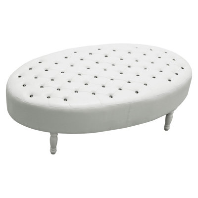 Interiors by Premier White Leather Effect Feature Stool, Mid-Century ...