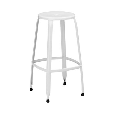 Interiors by Premier White Powder Coated Metal Disc Stool | DIY at B&Q