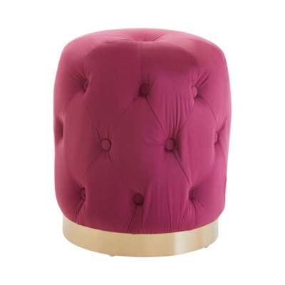 Interiors by Premier Wine Velvet Stool, Easy to Clean Tufted Velvet ...