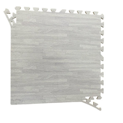 Buy Interlocking EVA Floor Mats Grey Oak Effect 60cmx60cm Pack of 54 ...
