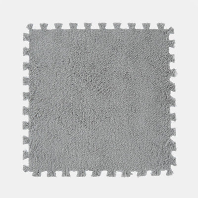 Interlocking Foam Floor Tiles 9 Teddy Fleece Soft Kids Play Mat Carpet ...