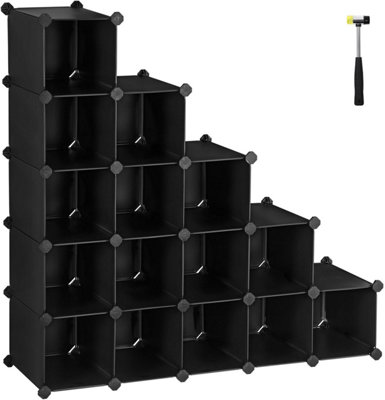 Interlocking Shoe Rack, Rectangular Storage Organiser, 15-Slot Modular ...