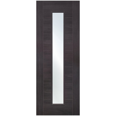 Internal Laminate Umber Grey Palermo Door with Clear Glass - 2040 x 726 ...