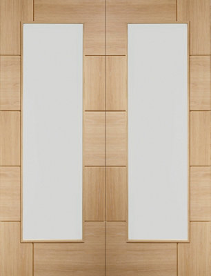 Internal Oak Ravenna Pair Door with Clear Glass - 1981 x 1524 x 40mm ...