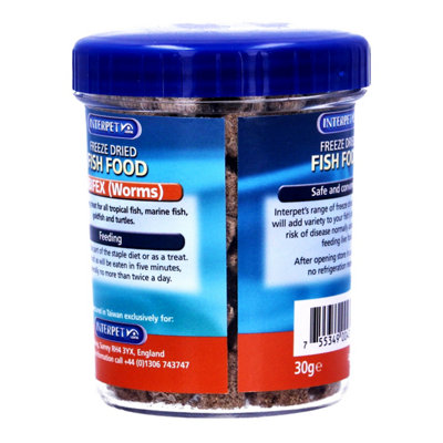 Interpet Tubifex Worms 30g - Nutritious Fish Food for Freshwater Aquariums