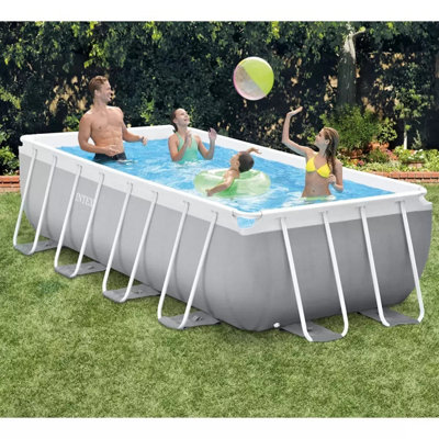 Intex 13ft Rectangular Prism Frame Pool with Filter Pump & Ladder 6 ...