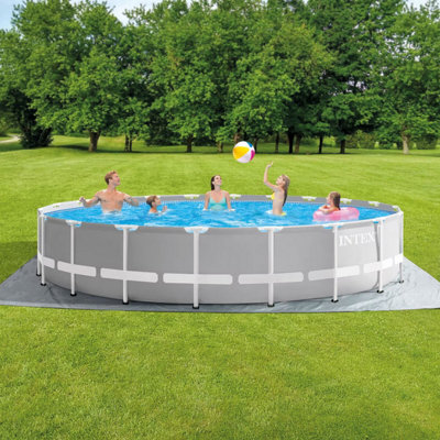 Intex 20ft Prism Frame Pool with Filter Pump, Safety Ladder, Cover ...