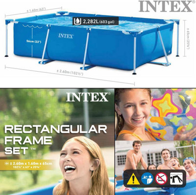 INTEX 260 x 160 x 65 cm Frame Pool Set LARGE Family with INTEX Filter ...