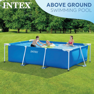 INTEX 28272 Metal Frame Rectangular Outdoor Swimming Pool