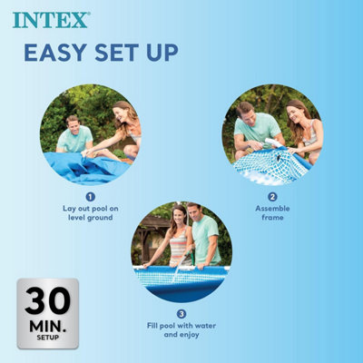INTEX 28272 Metal Frame Rectangular Outdoor Swimming Pool
