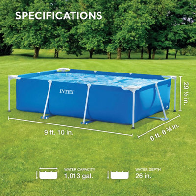 INTEX 28272 Metal Frame Rectangular Outdoor Swimming Pool