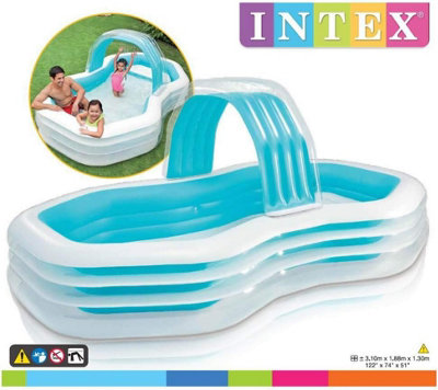 INTEX CABANA LARGE FAMILY POOL - SEAT AND SPRAYER - KIDS FUN - PADDLING ...