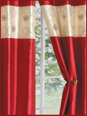 Intimates Rimini Floral Eyelet Door Curtain - Red
