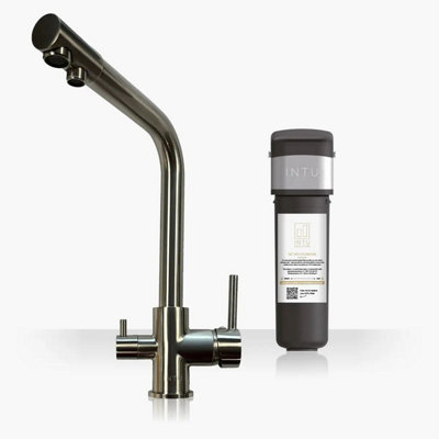 INTU Fusion Brushed Nickel 3-1 Cold Square Filtered Water Tap & Pro Filter