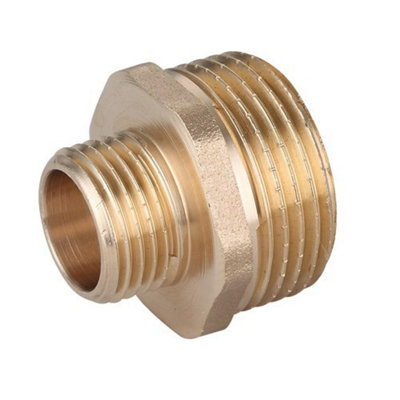 Buy Invena 1/2x3/8 Inch Pipe Thread Reducer Nipple Male Thread Brass ...
