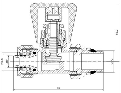 Invena 16mm x 1/2 Inch Straight Manual Inlet Radiator Valve Pex ...