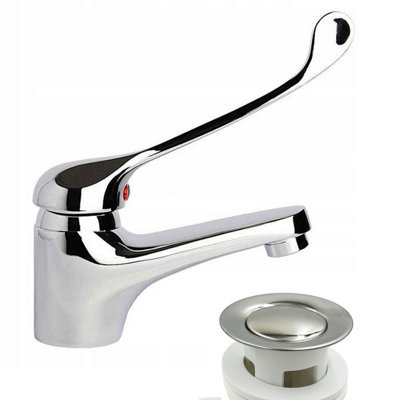 Invena Basin Mixer With Extended Lever Disabled, Mobility, Large Lever