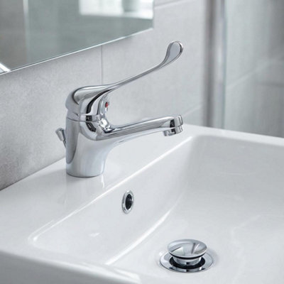 Invena Basin Mixer With Extended Lever Disabled, Mobility, Large Lever
