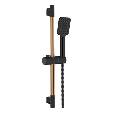 Invena Black/Rose Gold Shower Bar Head Riser Rail Bathroom Handshower ...