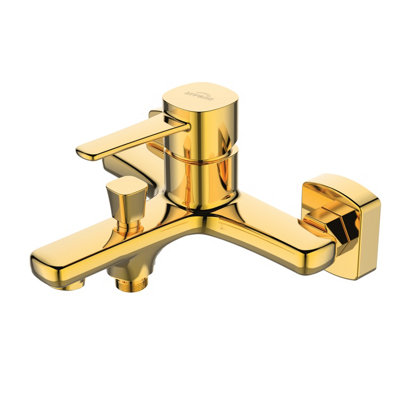 Invena Gold Brass Bathtub Mixer Tap Bathroom Bath Faucet Single Lever ...