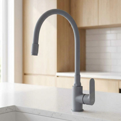 Invena Gray Elastic Spout Shape Memory Kitchen Mixer Tap Tall Inox ...