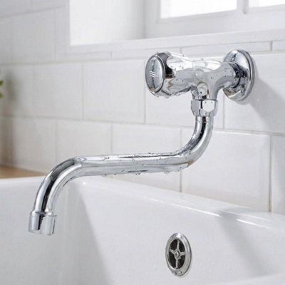 Invena Kitchen Cold Water Single Handle Tap Wall Mounted S-type Spout ...