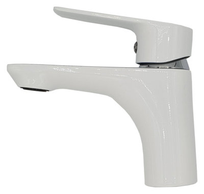 Invena White/Chrome Bathroom Sink Elegant Standing Mixer Tap Single ...