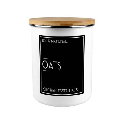 Inverted Minimalist Oats Storage Canister - Stylish Black & White ...