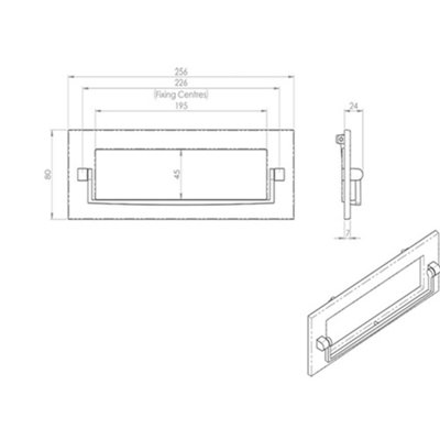 Inward Opening Letter Plate with Knocker 226mm Fixing Centres Polished ...