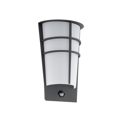 IP44 Anthracite Steel Outdoor Wall Light with PIR Sensor and Built-in LED