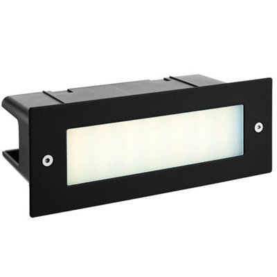 IP44 LED Full Brick Light Textured Black & Plain Frosted Glass 3.5W ...