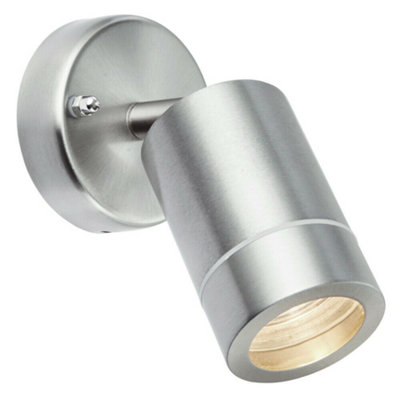 IP44 Outdoor Adjustable Spotlight Brushed Steel GU10 Dimmable Accent ...