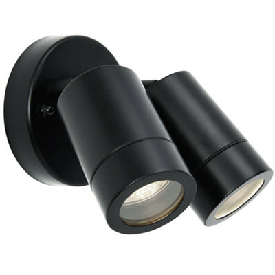 IP44 Outdoor Adjustable Spotlight Matt Black Twin GU10 Dimmable Up Down ...