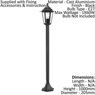IP44 Outdoor Bollard Light - Stylish Black Cast Aluminium Lamp Post for ...