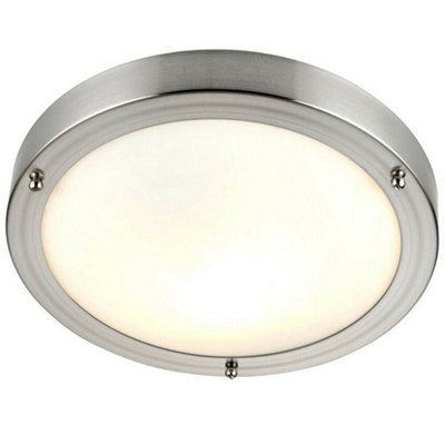 IP44 Outdoor Dimmable Bulkhead Light Satin Nickel Bathroom Flush ...