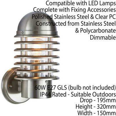 IP44 Outdoor Wall Lamp Stainless Steel Round Caged Light Modern Porch ...