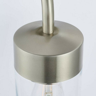 IP44 Outdoor Wall Light Brushed Stainless Steel & Glass Shade Nautical ...