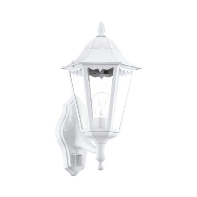 IP44 Outdoor Wall Light & PIR Sensor White Aluminium Lantern 1 x 60W ...