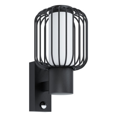 IP44 Outdoor Wall Light with PIR Sensor - Stylish Black Zinc Steel Design