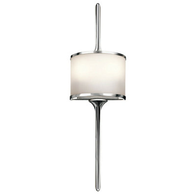 IP44 Twin Wall Light Long Pole Central Glass Shade Polished Chrome LED ...