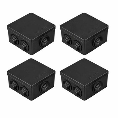 IP55 Junction Box Black Waterproof 4 Pack - 85 x 85 x 50 mm - Outdoor ...