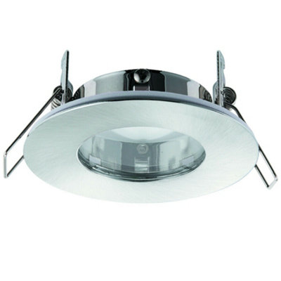 IP65 Bathroom Slim Round Ceiling Downlight Brushed Chrome Recessed GU10 ...