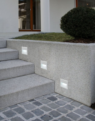 IP65 Rated Silver Cast Aluminium Outdoor Recessed Wall Light with Built ...